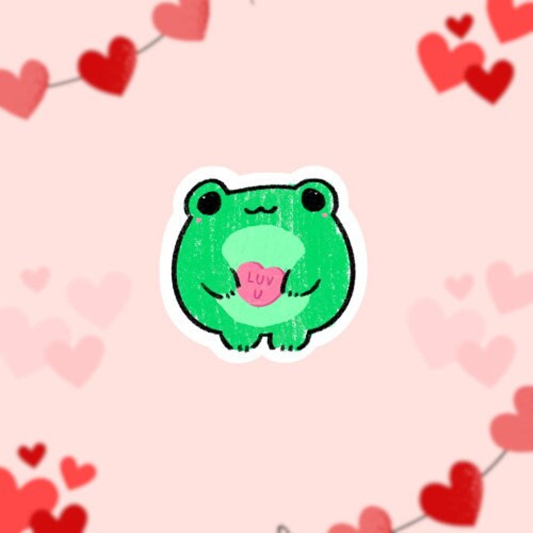Frog Conversation Heart Sticker Vinyl Stickers Valentines Day Stickers ...