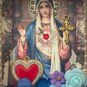 Blessed Virgin Mary Altered Tin Hanging Shrine / Altar With Catholic ...