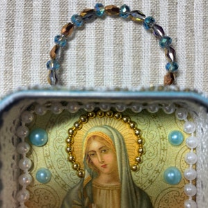 Blessed Virgin Mary Altered Tin Pocket Shrine/altar With Catholic ...