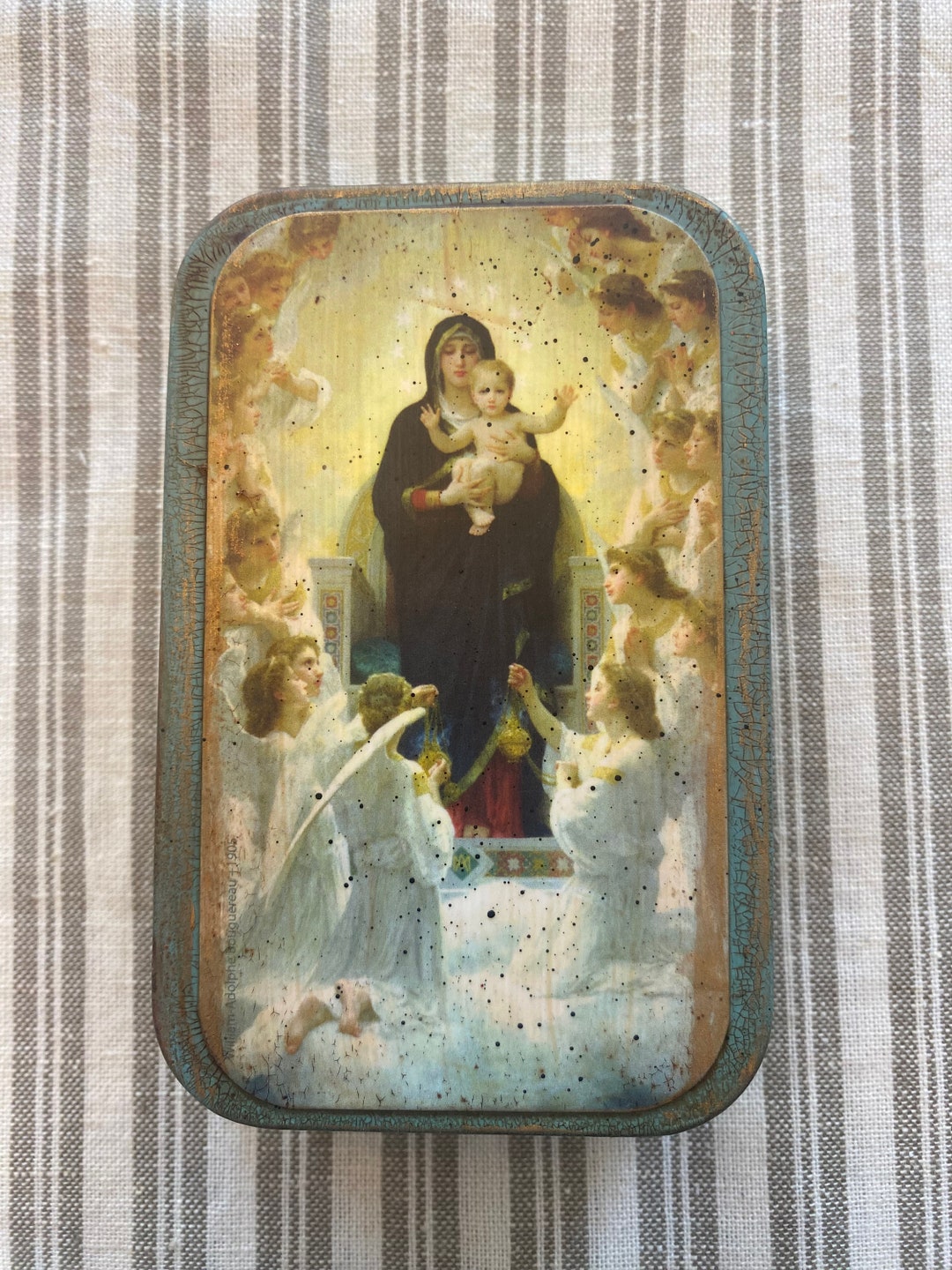Blessed Virgin Mary Altered Tin Pocket Shrine/altar With Catholic ...