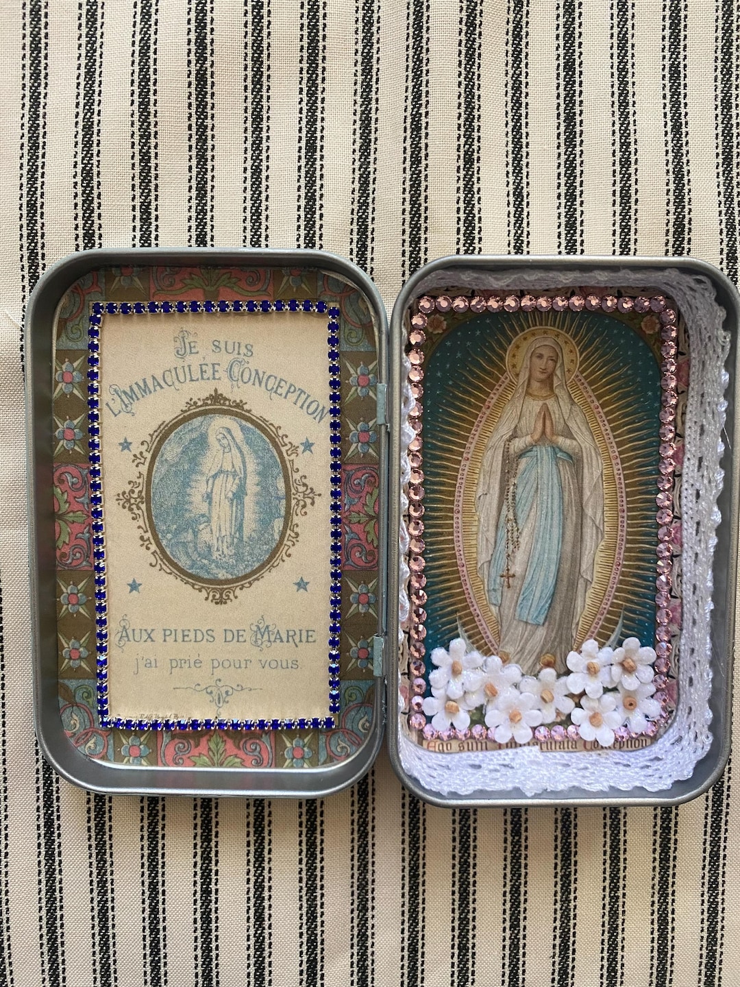 Blessed Virgin Mary Altered Tin Pocket Shrine/ Immaculate Conception ...