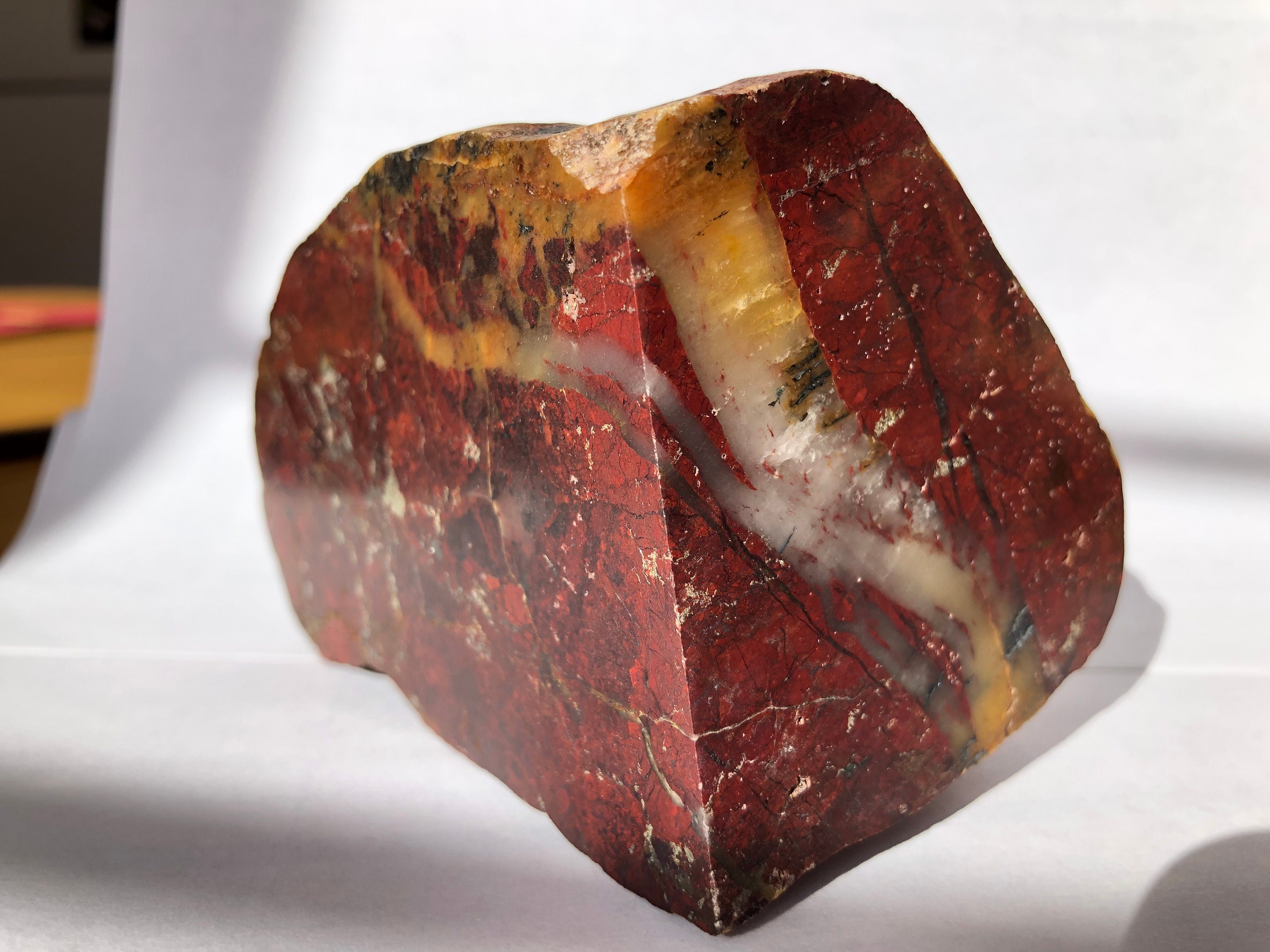Gorgeous Two Faced Polished Red Brecciated Jasper With Quartz & Pyrith ...