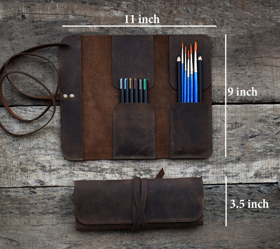 Leather Roll Artist Roll Leather Pencil Roll Leather Pencil - Etsy