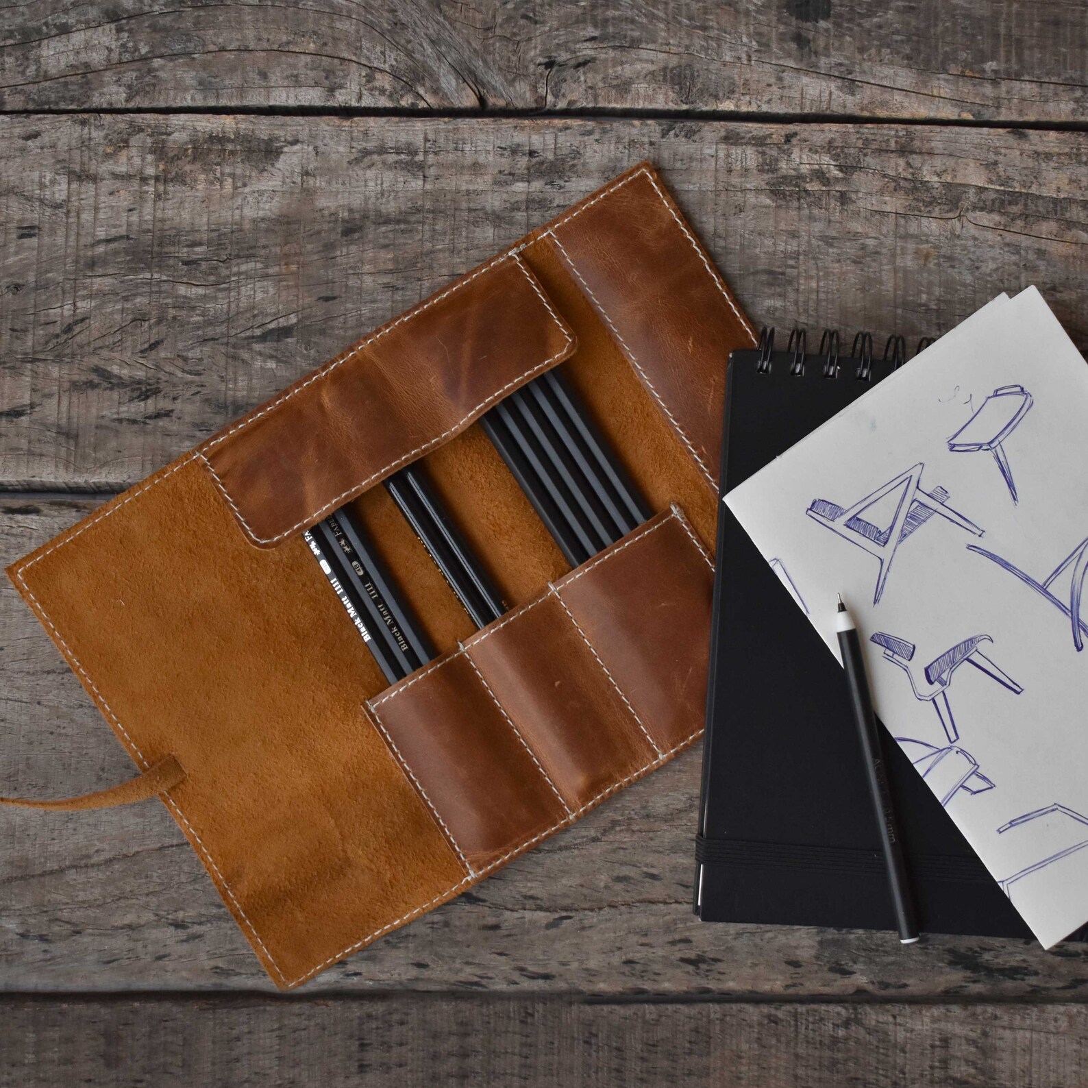 Leather Roll Artist Roll Leather Pencil Roll Leather Pencil | Etsy