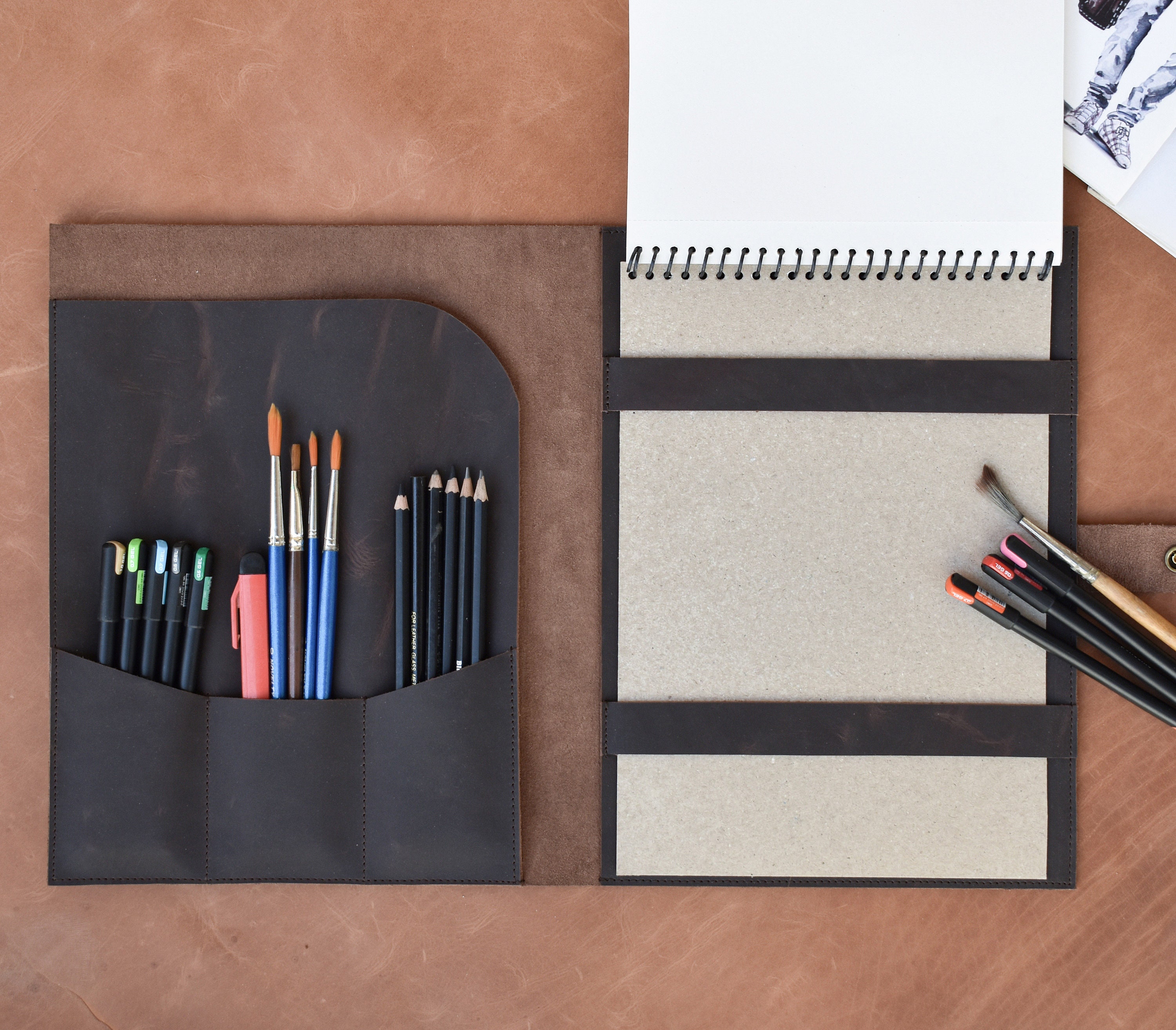Leather A4 Sketchbook Cover Personalized Artist Gifts. - Etsy
