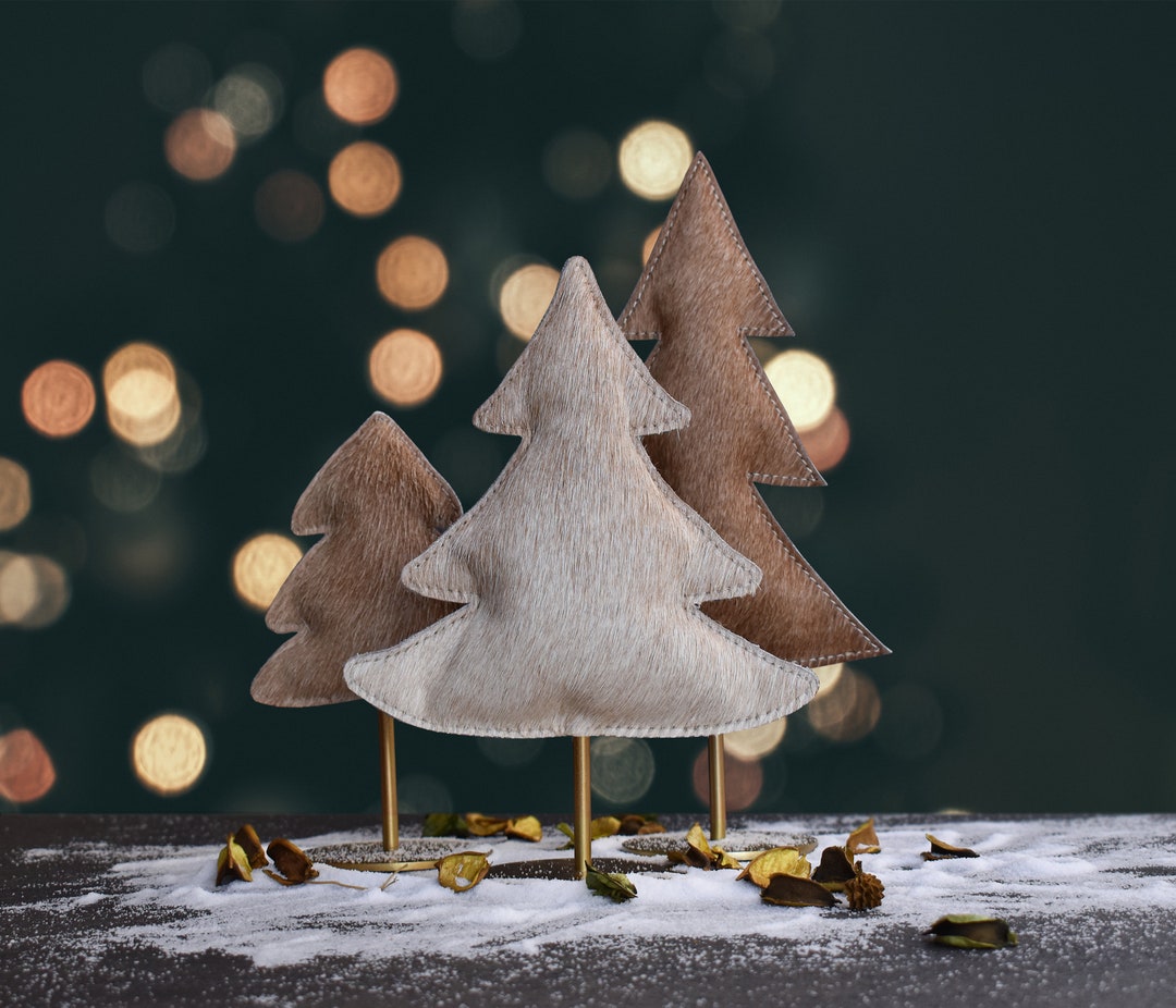 Handmade Leather Christmas Trees; Christmas Ornament, Table Decoration ...