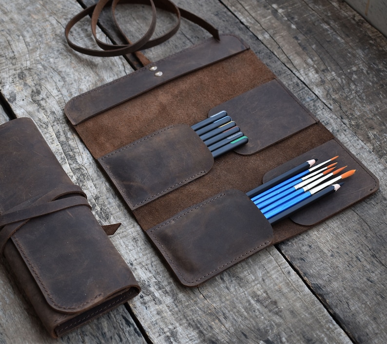 Leather Roll Artist Roll Leather Pencil Roll Leather Pencil - Etsy
