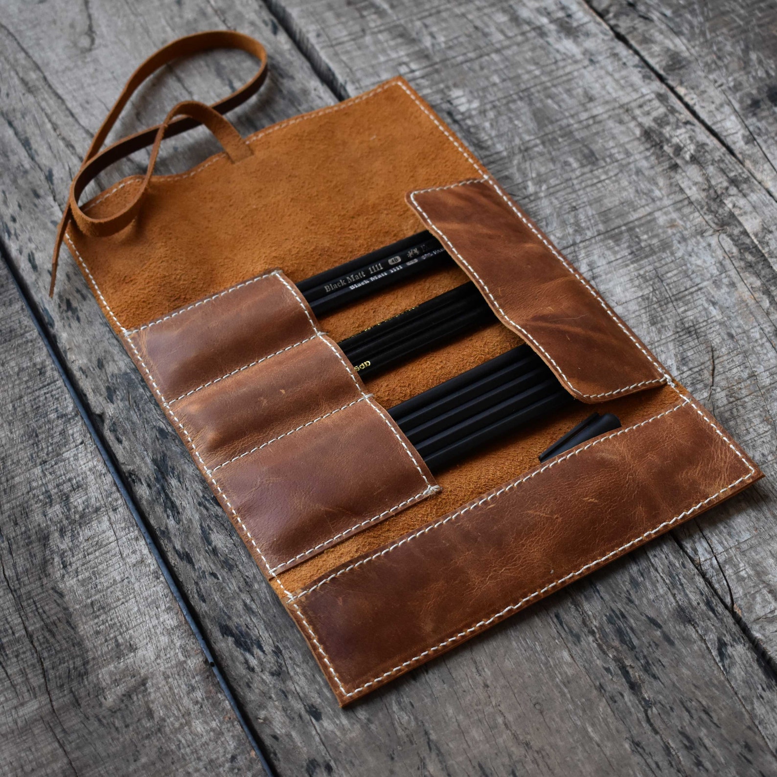 Leather Roll Artist Roll Leather Pencil Roll Leather Pencil - Etsy
