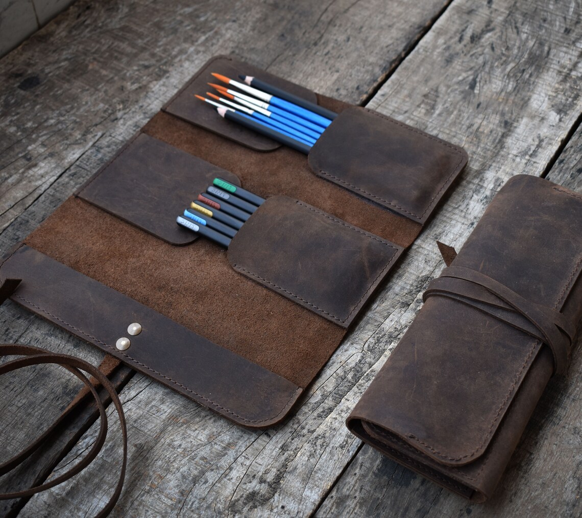 Leather Roll Artist Roll Leather Pencil Roll Leather Pencil - Etsy