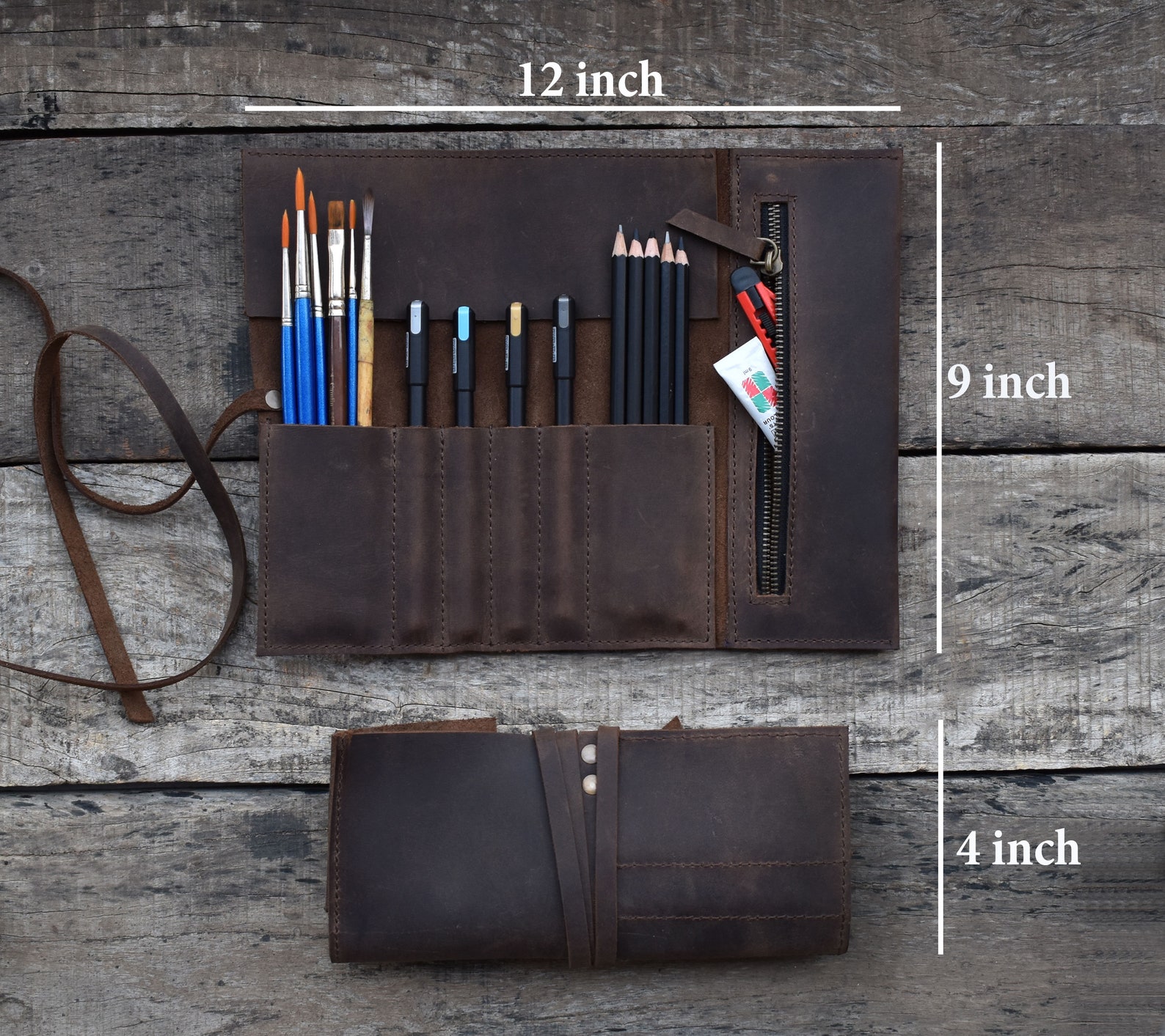 Leather Roll Artist Roll Leather Pencil Roll Leather Pencil | Etsy