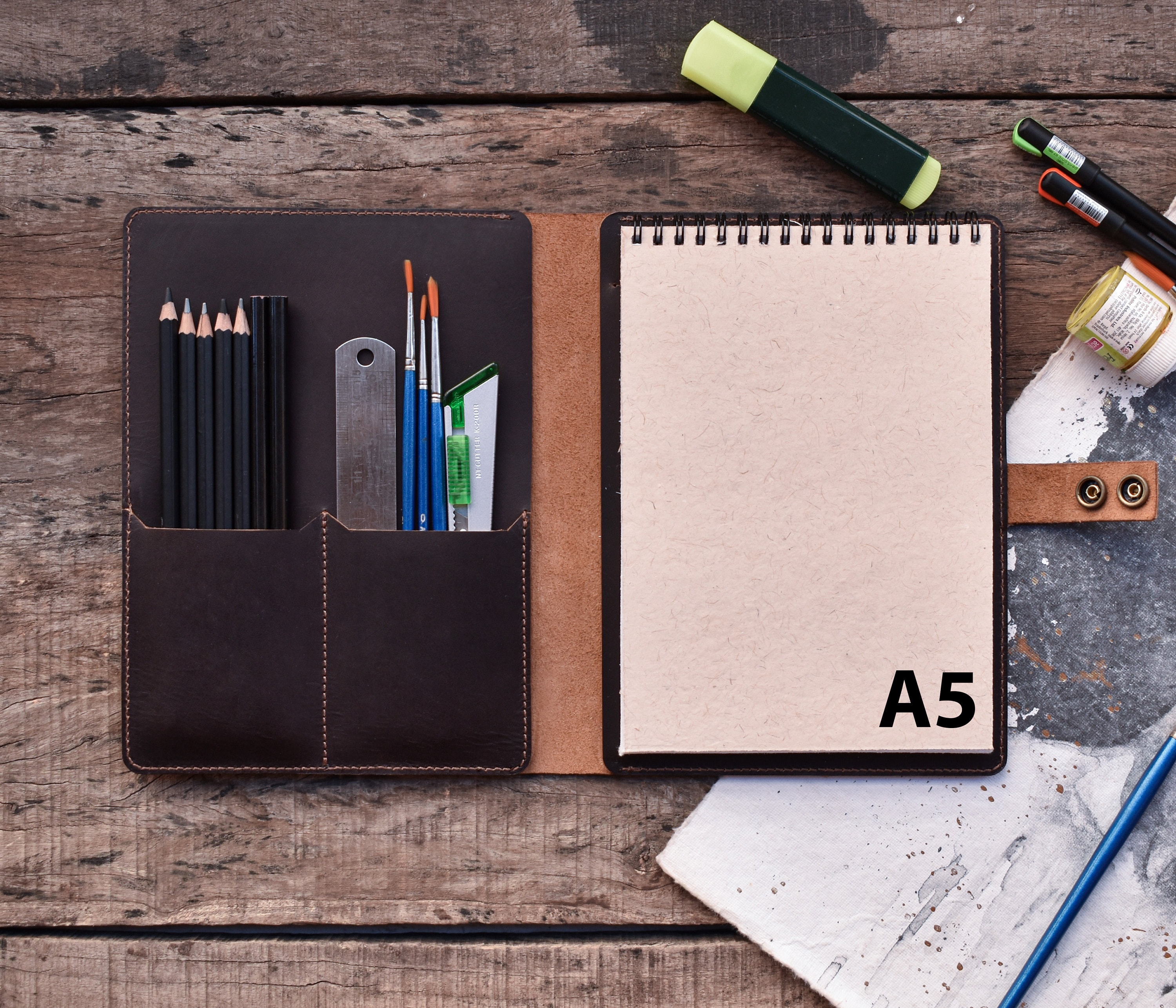 Leather A5 Sketchbook Cover Personalized Artist Gifts. - Etsy