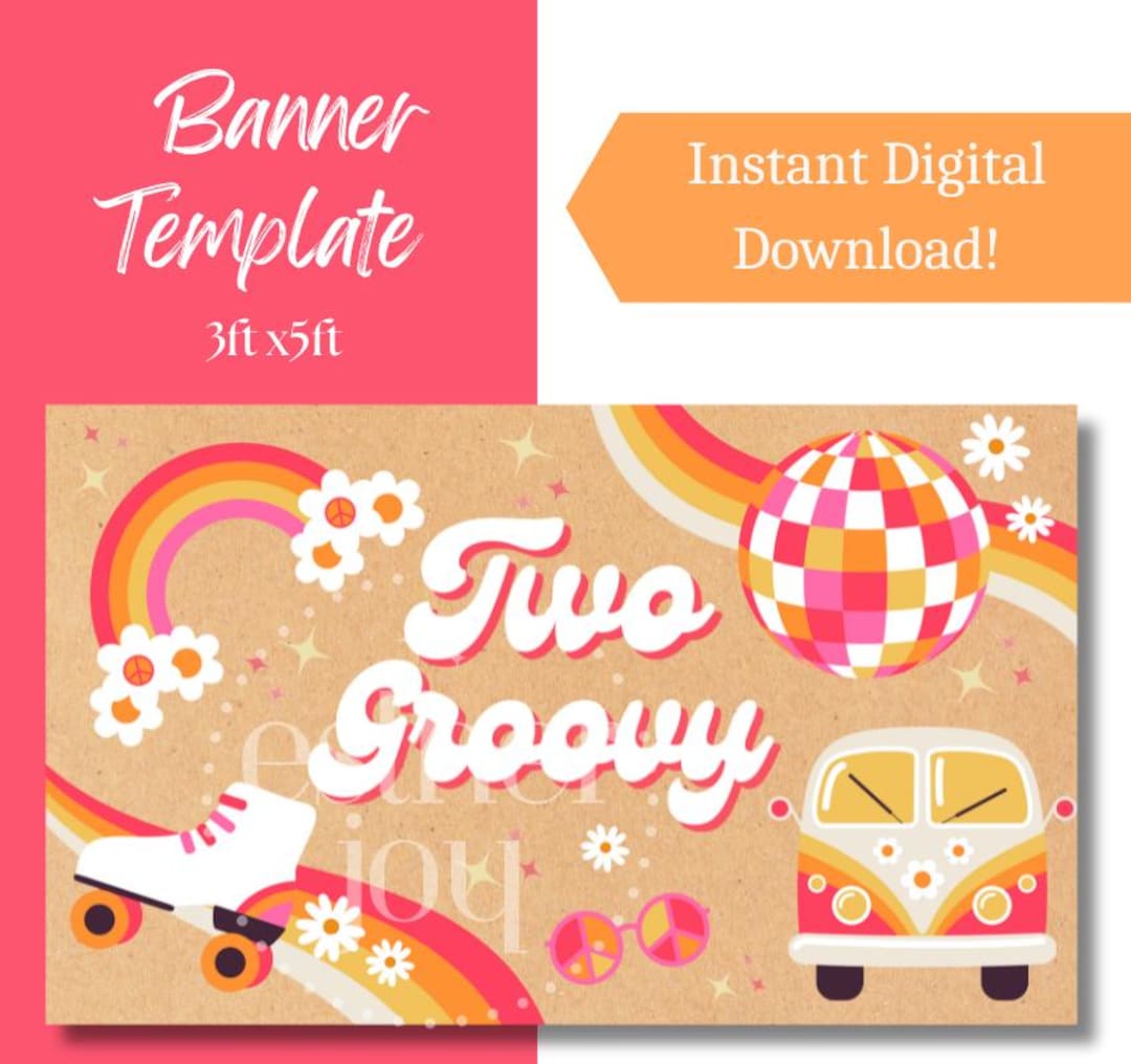 Two Groovy Banner Template - Etsy