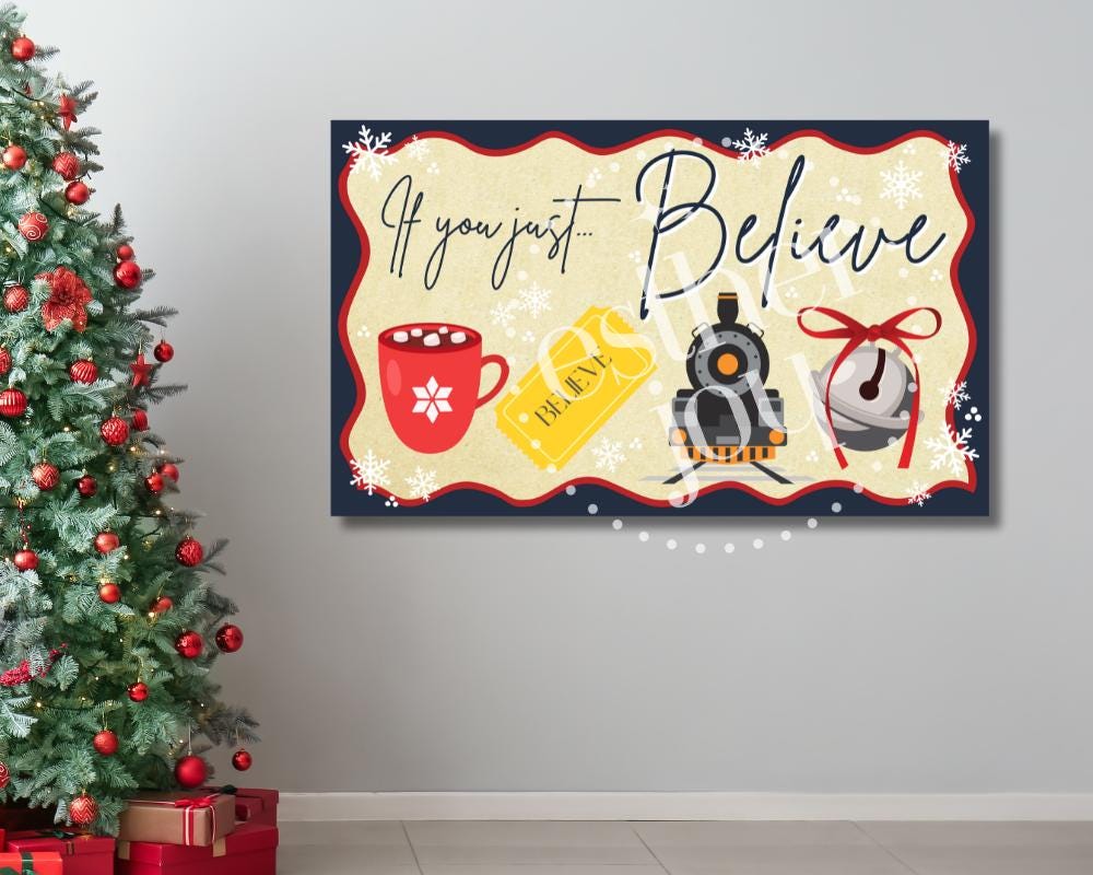 Polar Express Inspired Banner - Painting Template - Etsy