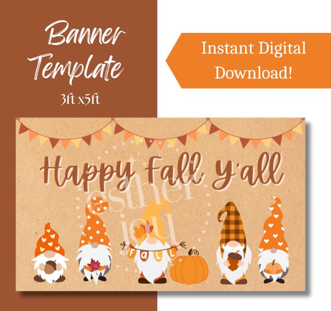 Autumn Gnome- DIY Banner Template - Etsy