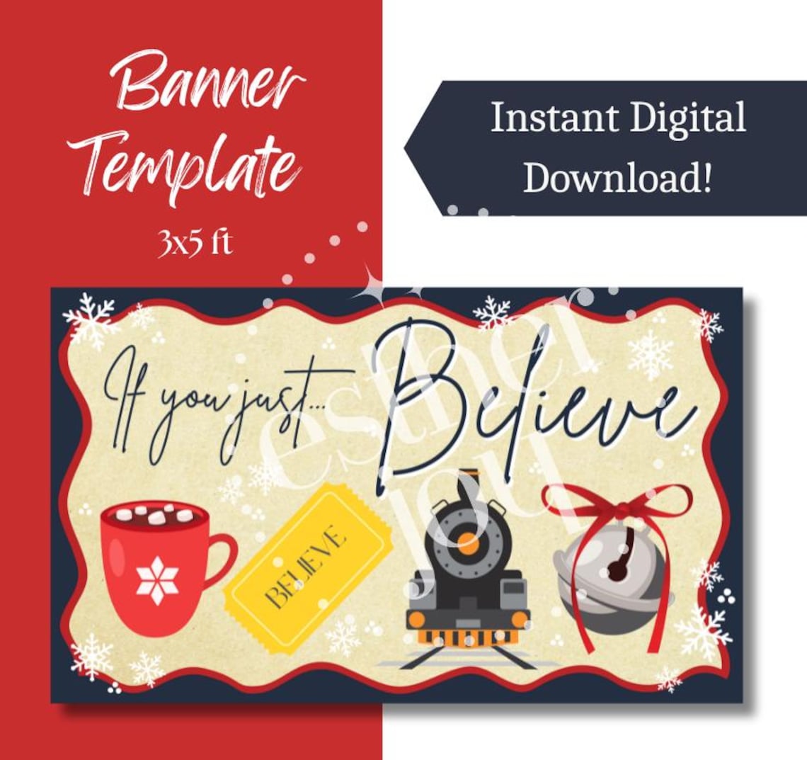 Polar Express Inspired Banner - Painting Template - Etsy