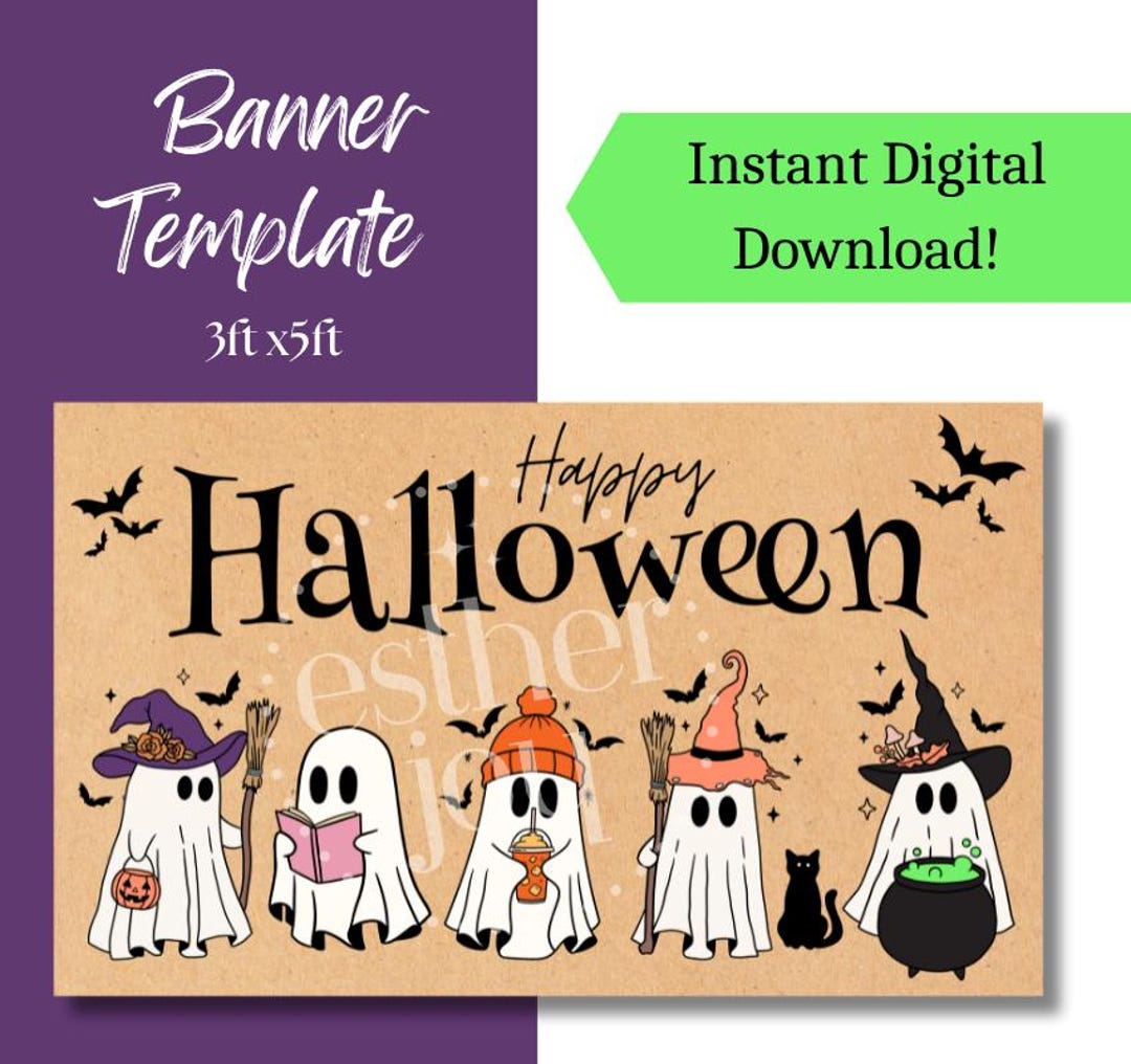 Halloween Ghosts- Painted Banner Template - Etsy