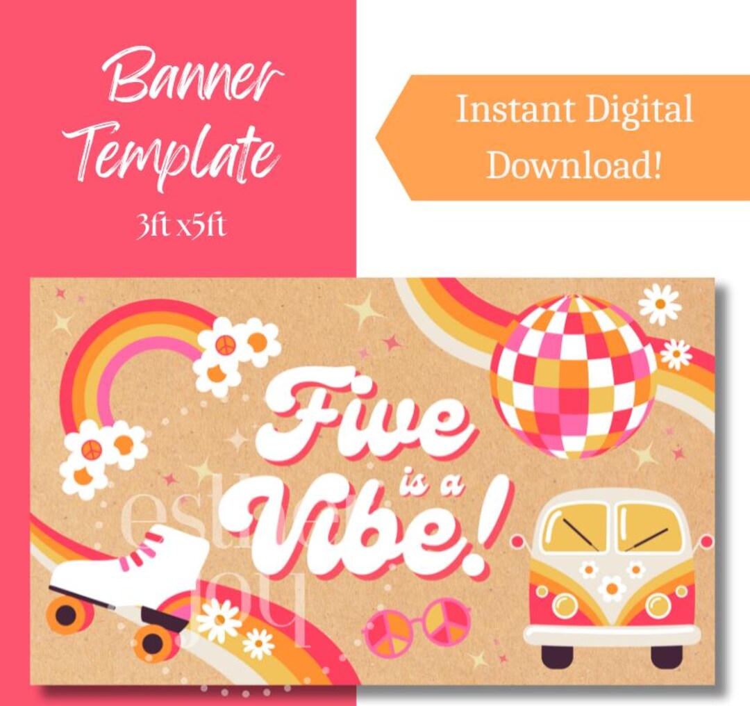 Five is a Vibe -banner Painting Template - Etsy