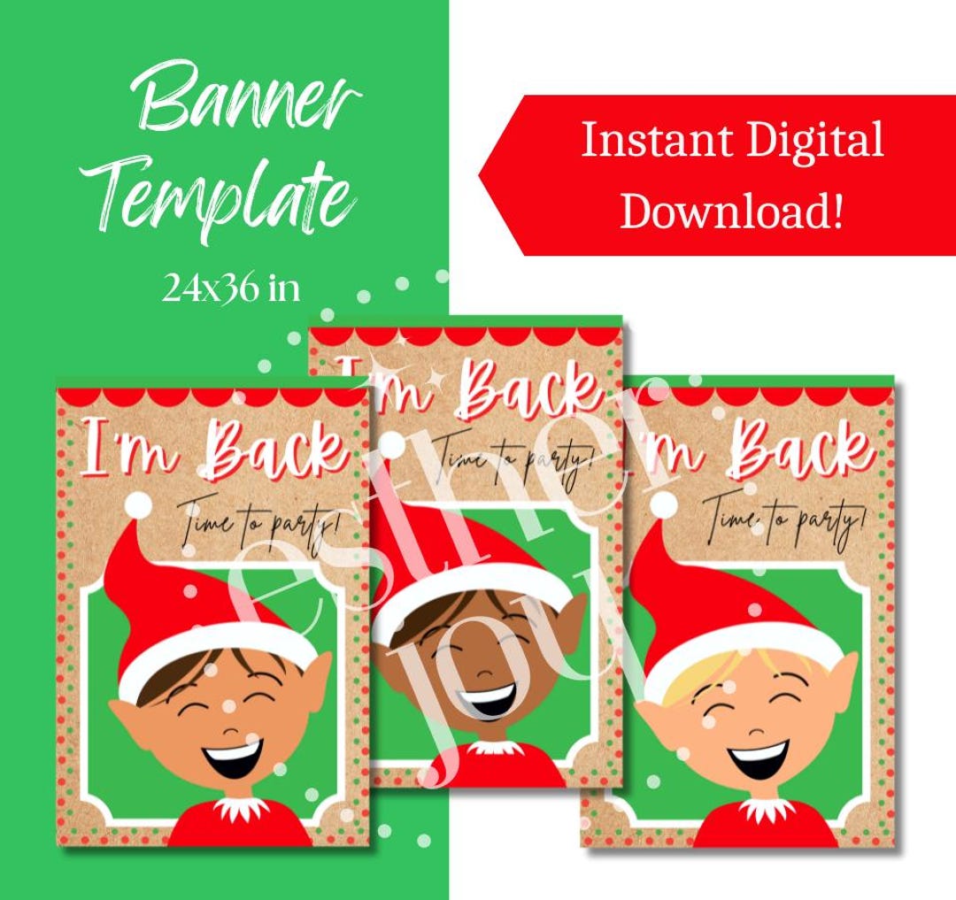 Festive Christmas Elf Banner Template - Polka Dots - Etsy