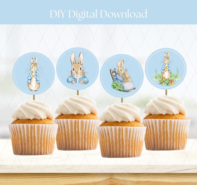 Whimsical Peter Rabbit Cupcake Toppers - Instant Download - Etsy