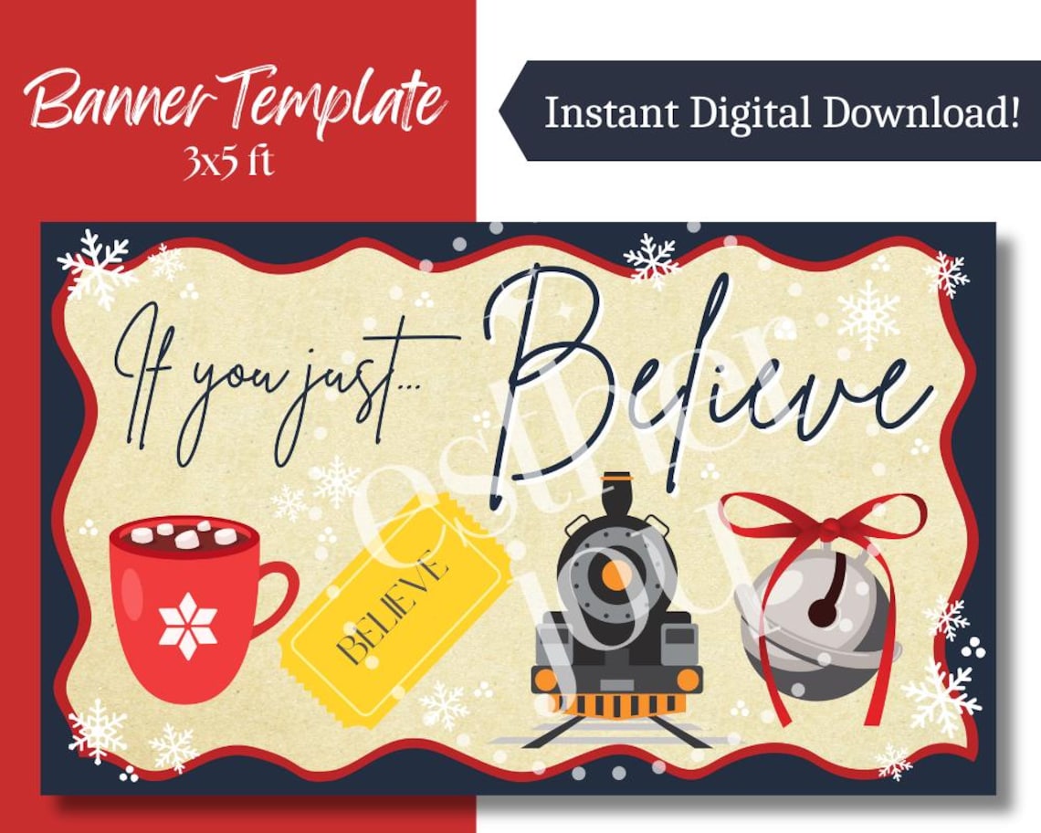 Polar Express Inspired Banner - Painting Template - Etsy