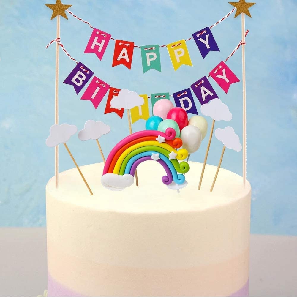 12 Pieces Cake Topper Kit Rainbow Cloud Cake Topper Kids Cake | Etsy