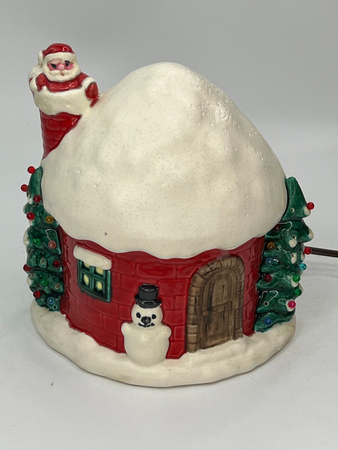 Vintage Lighted Igloo House With Santa and Snowman - Etsy