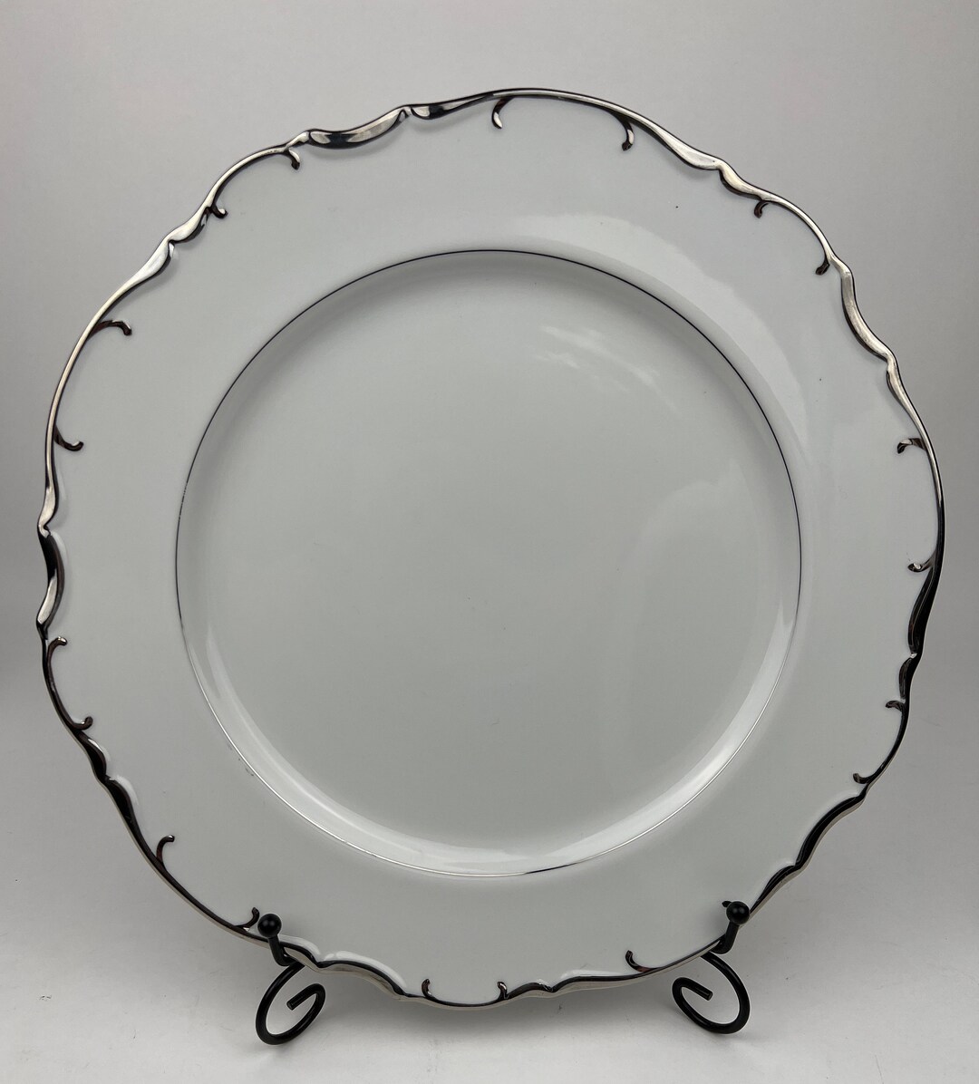 Bristol Nobility White With Platinum Trim 12 Inch Serving - Etsy