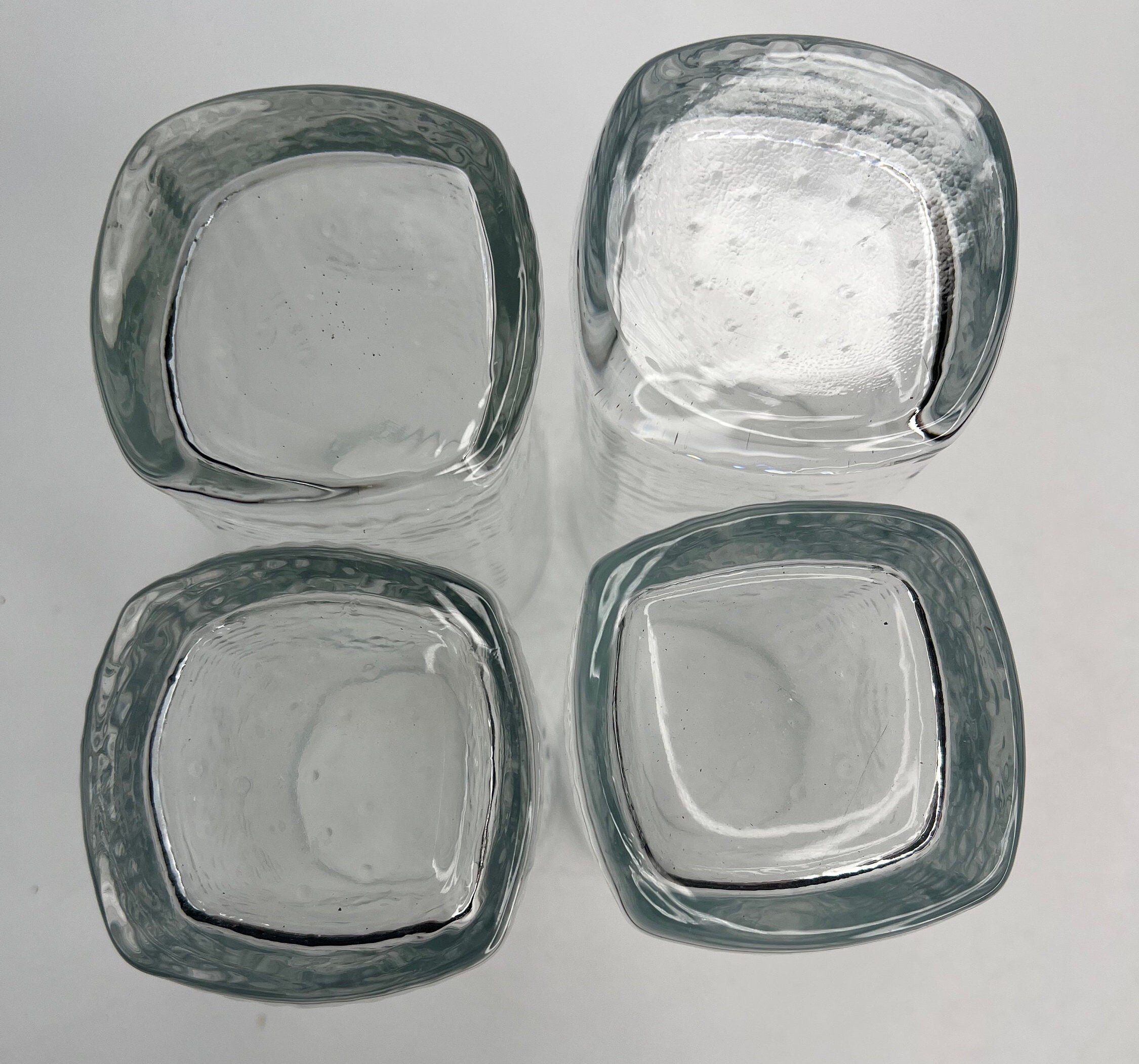 Clear Dimpled/textured Thumbprint Square Heavy Base Glasses - Etsy