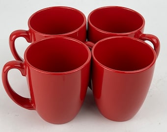 Vintage Set of Four Corelle Stoneware Coffee Mugs 4 Red 13oz Mugs - Etsy