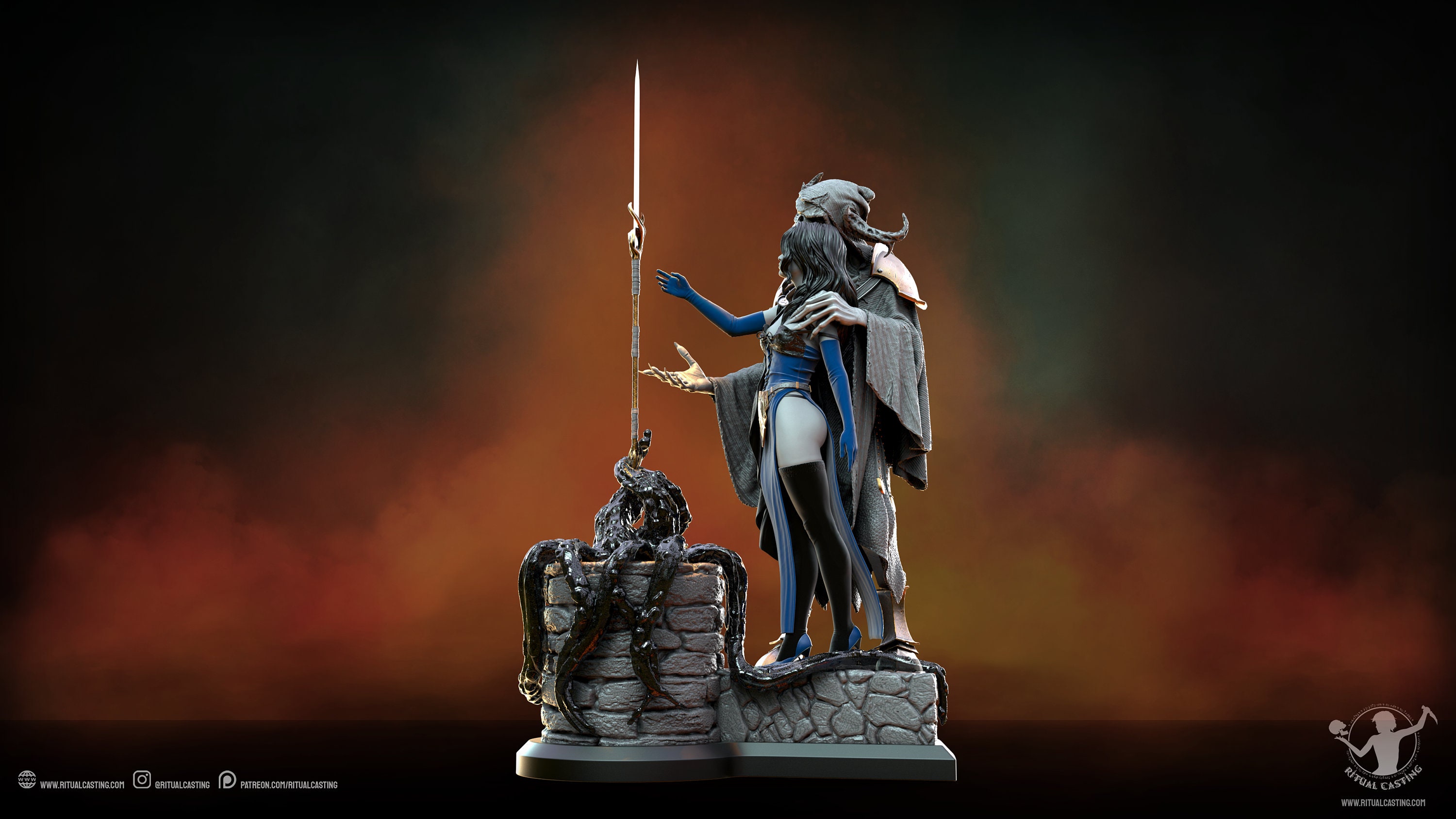 Queen And Demon Pact 110 Scale 3d Resin Model Cerys And Arlok By Ritual Casting Etsy