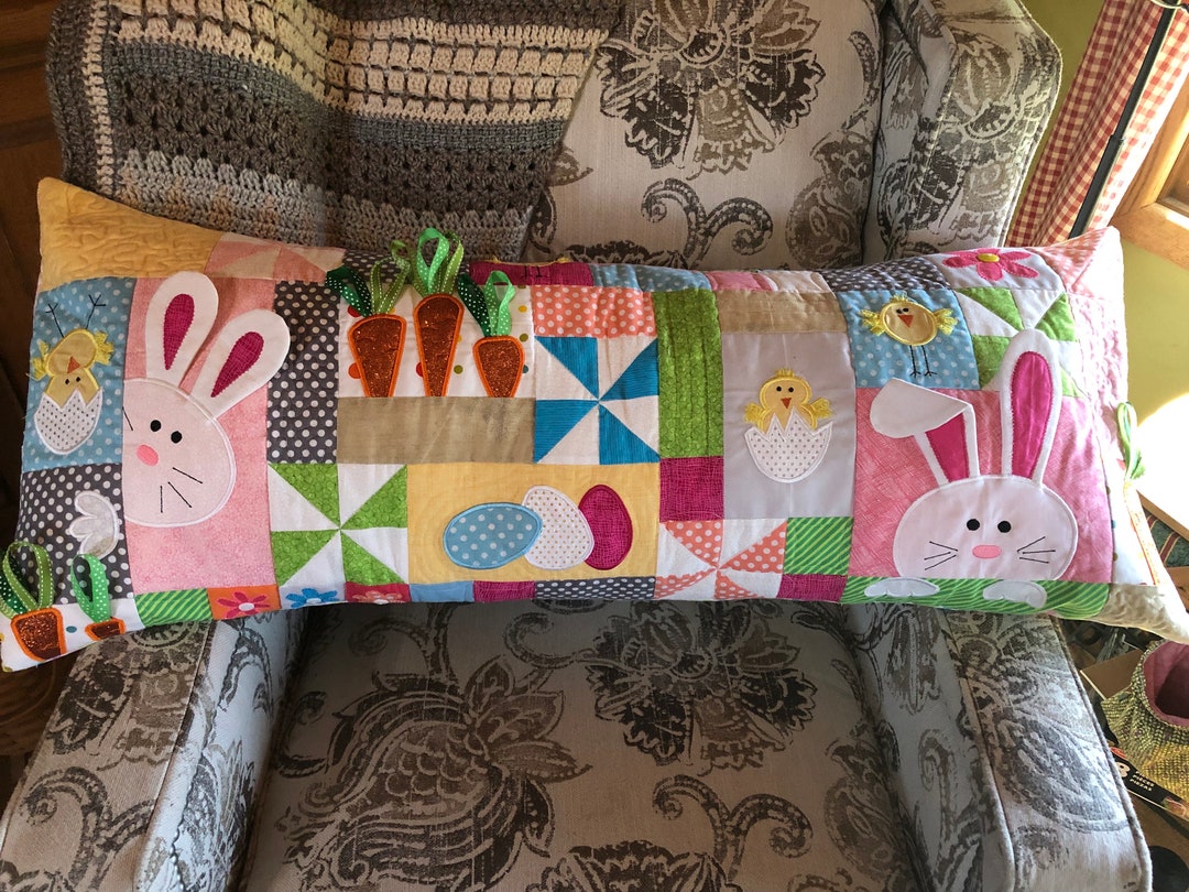 Easter Embroidered, Applique/quilted Bench Pillow - 16x38 - Etsy