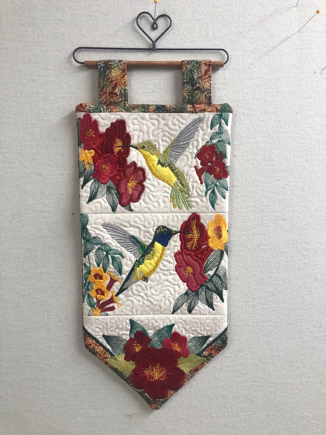 Embroidered Hummingbird Wall Hanging. Design Approximately 7x 18 From ...