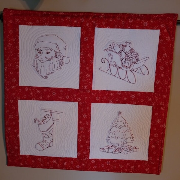 Christmas Redwork - Etsy