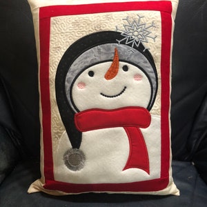 Embroidered/appliqued Snowman Pillow 12x16 - Etsy