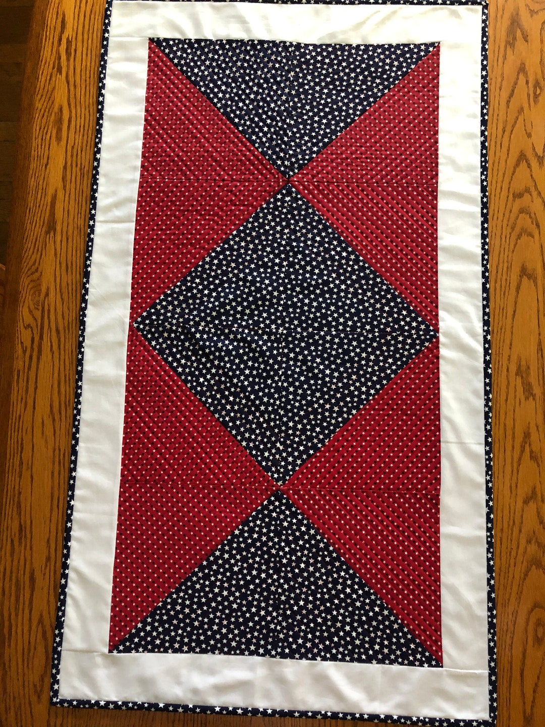 Quilted Red/white/blue Table Runner 21 X 37 - Etsy