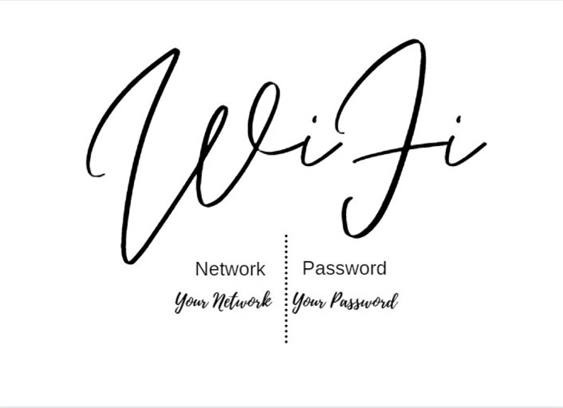Wifi Password Printable Template - PDF Instant Download Digital File ...