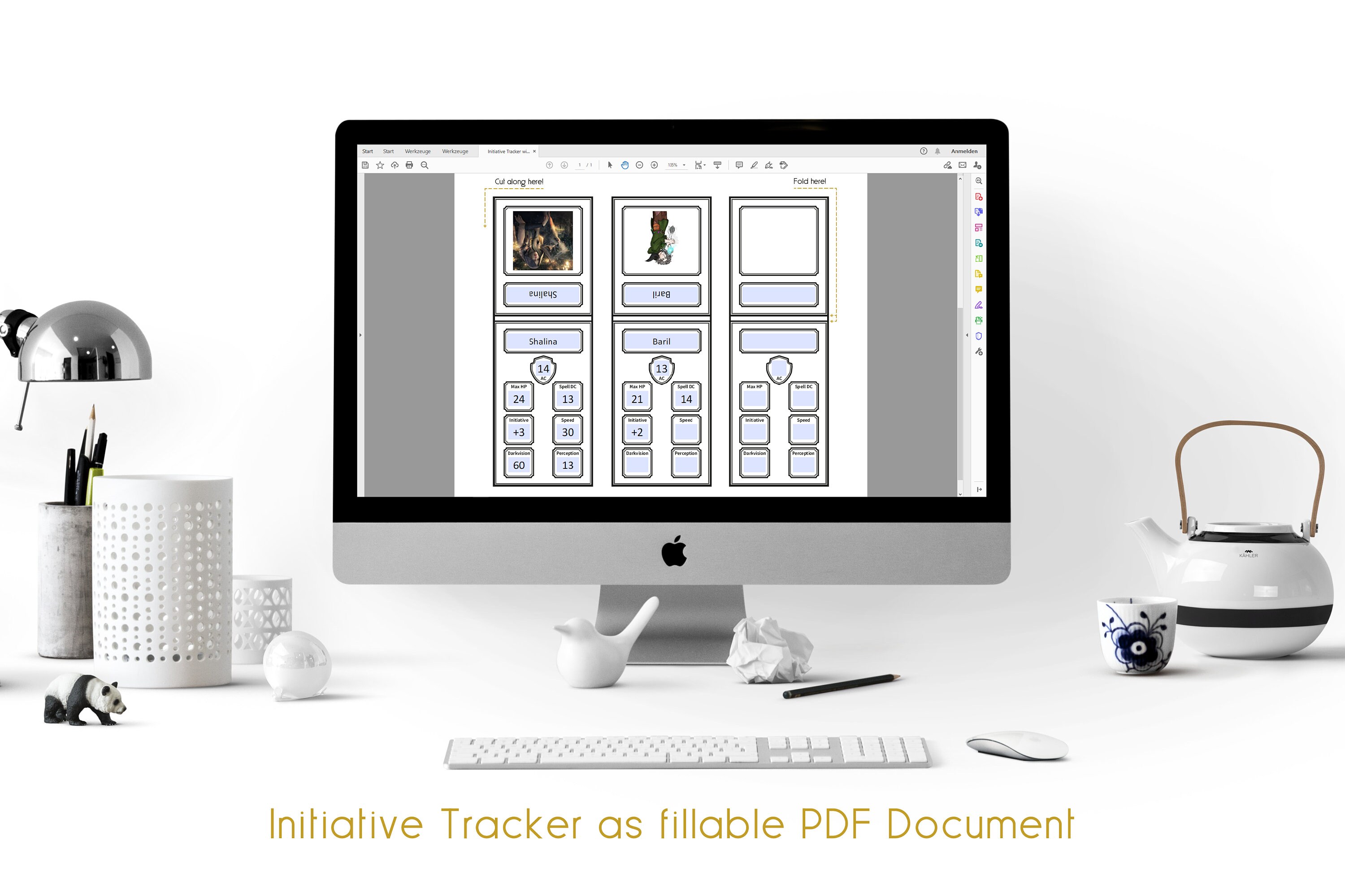Initiative Tracker Cards with Picture Black Fillable PDF | Etsy