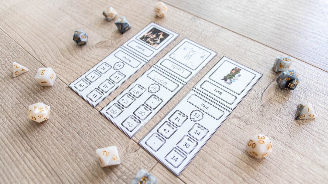 Initiative Tracker Cards With Picture Black | Fillable PDF | Combat ...
