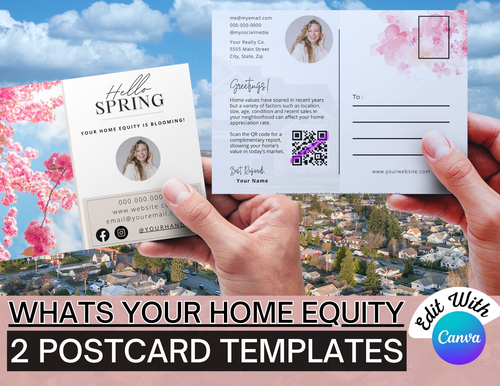 Home Equity Postcard | Hello Spring Realtor Canva Template ...
