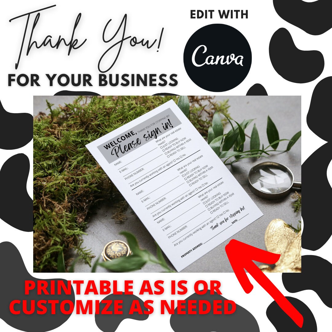 EDITABLE Open House Sign in Sheet | Canva Template & Instant Download ...