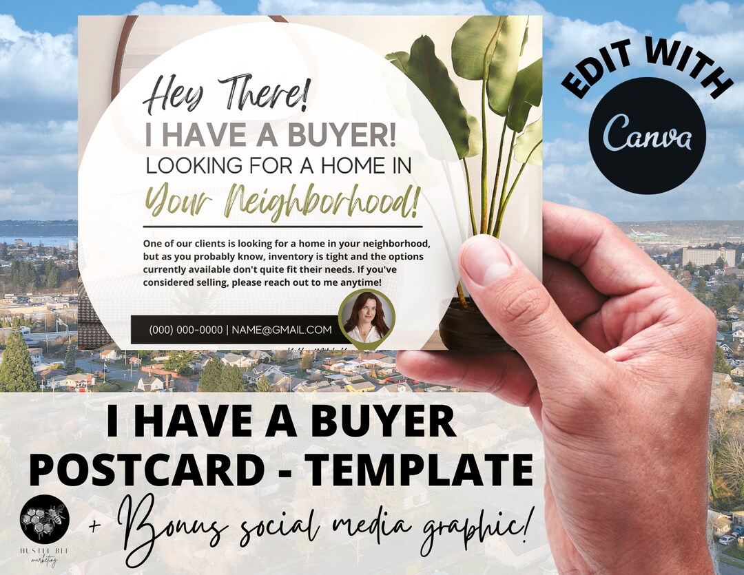 EDITABLE Buyer Postcard | Canva Template | Customizable Digital ...
