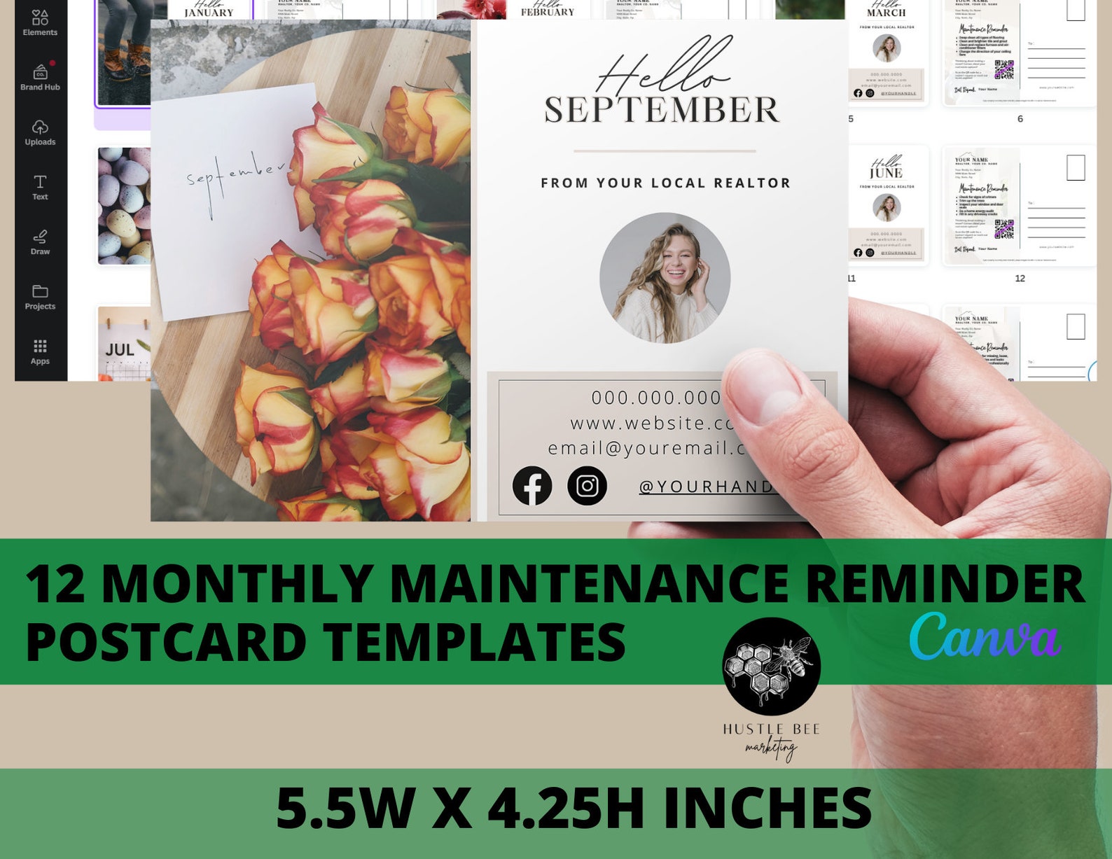 12 Monthly Home Maintenance Postcards | Canva | Customizable Digital ...