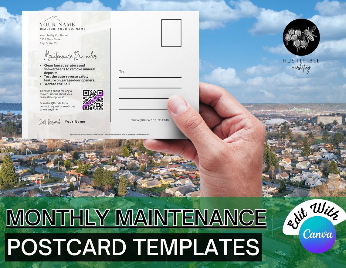 12 Monthly Home Maintenance Postcards | Canva | Customizable Digital ...