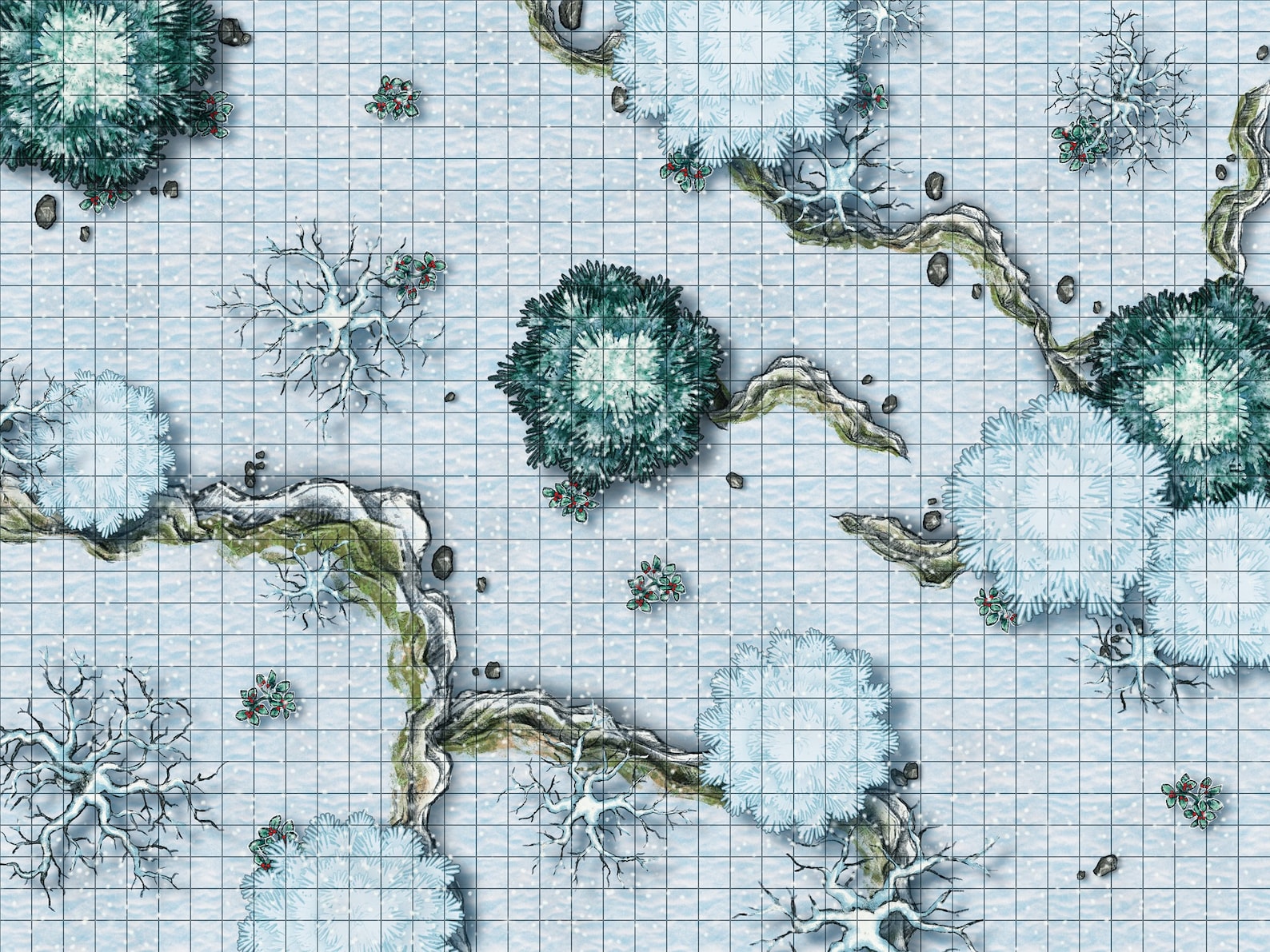 Fantasy RPG Battle Map Snow Forest Battle Map Day and Night | Etsy
