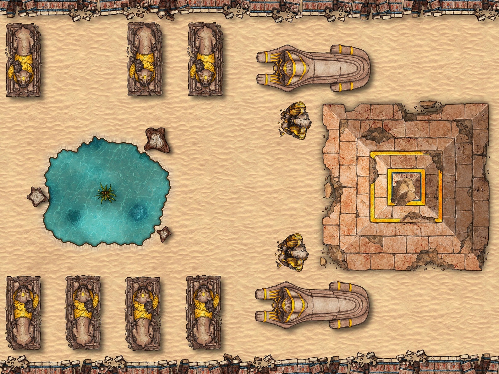 Fantasy RPG Battle Map Desert Broken Pyramid Battle Map Day | Etsy