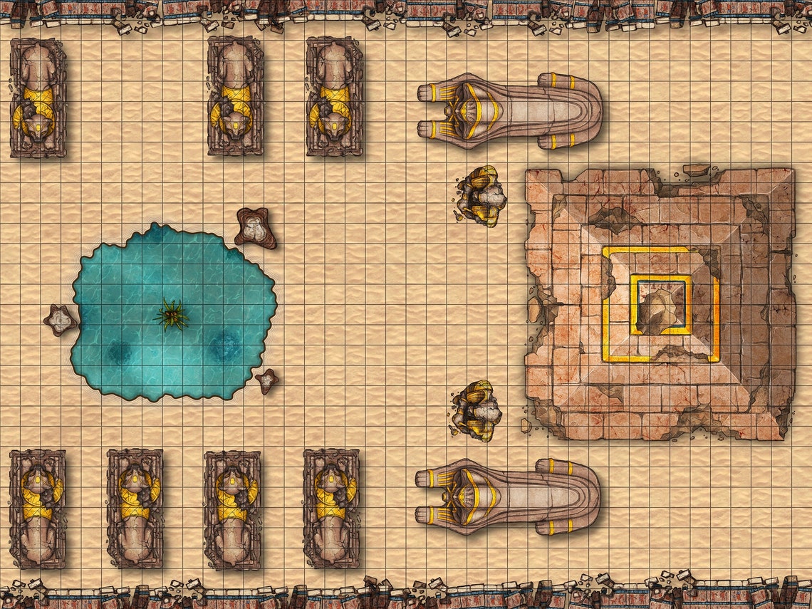 Fantasy RPG Battle Map Desert Broken Pyramid Battle Map Day | Etsy