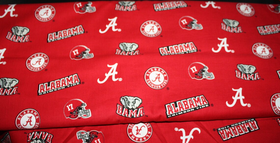 Alabama Crimson Tide Cotton Fabric Bama Material 1/4 Yard 9" X 43" Logo ...