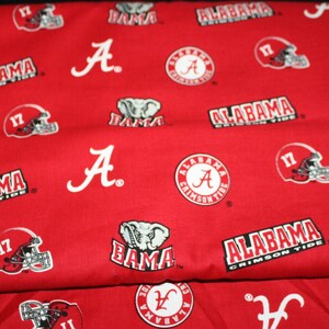 Alabama Crimson Tide Cotton Fabric Bama Material 1/4 Yard 9" X 43" Logo ...