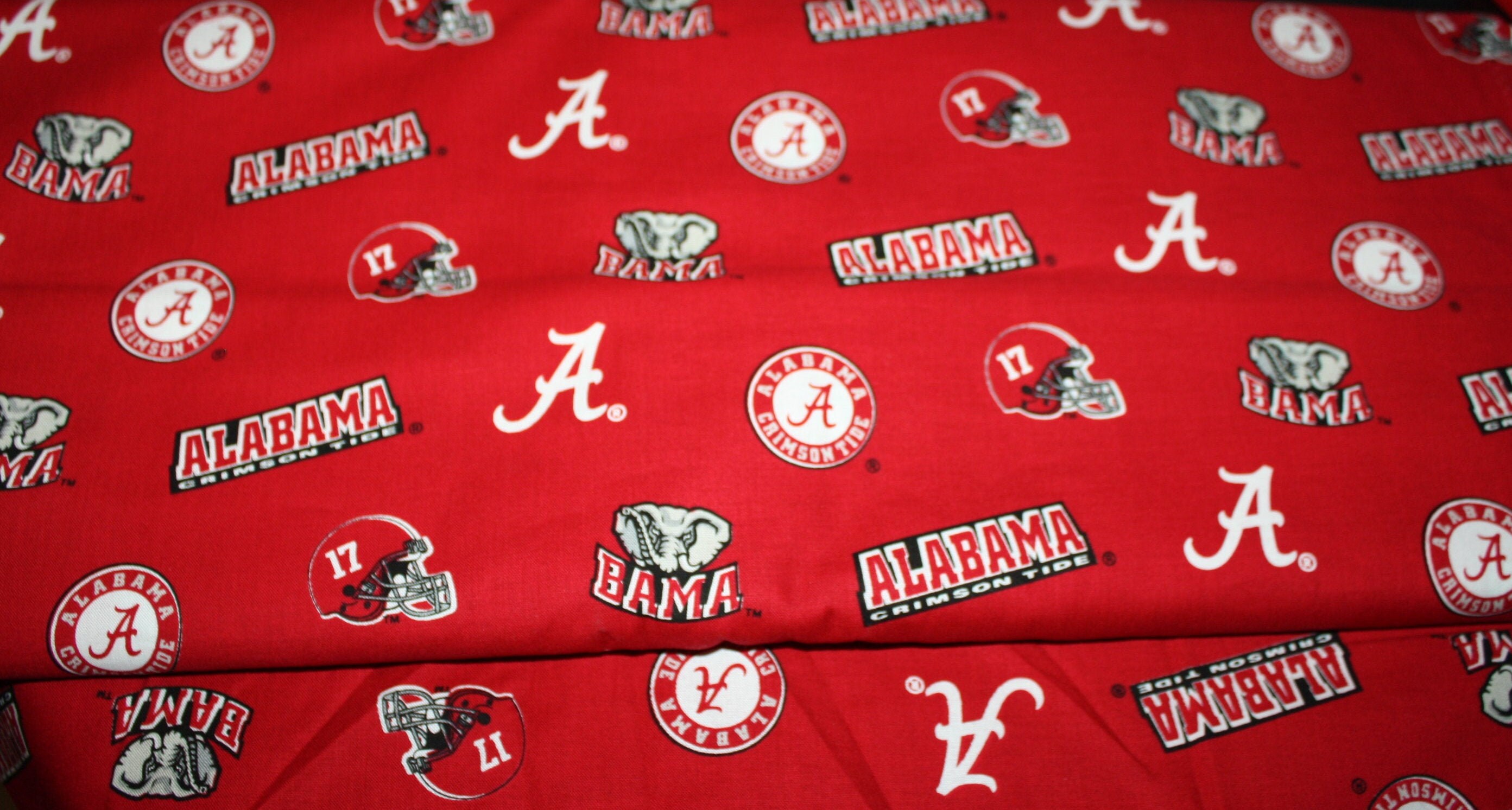 Alabama Crimson Tide Cotton Fabric Bama Material 1/4 Yard 9" X 43" Logo ...
