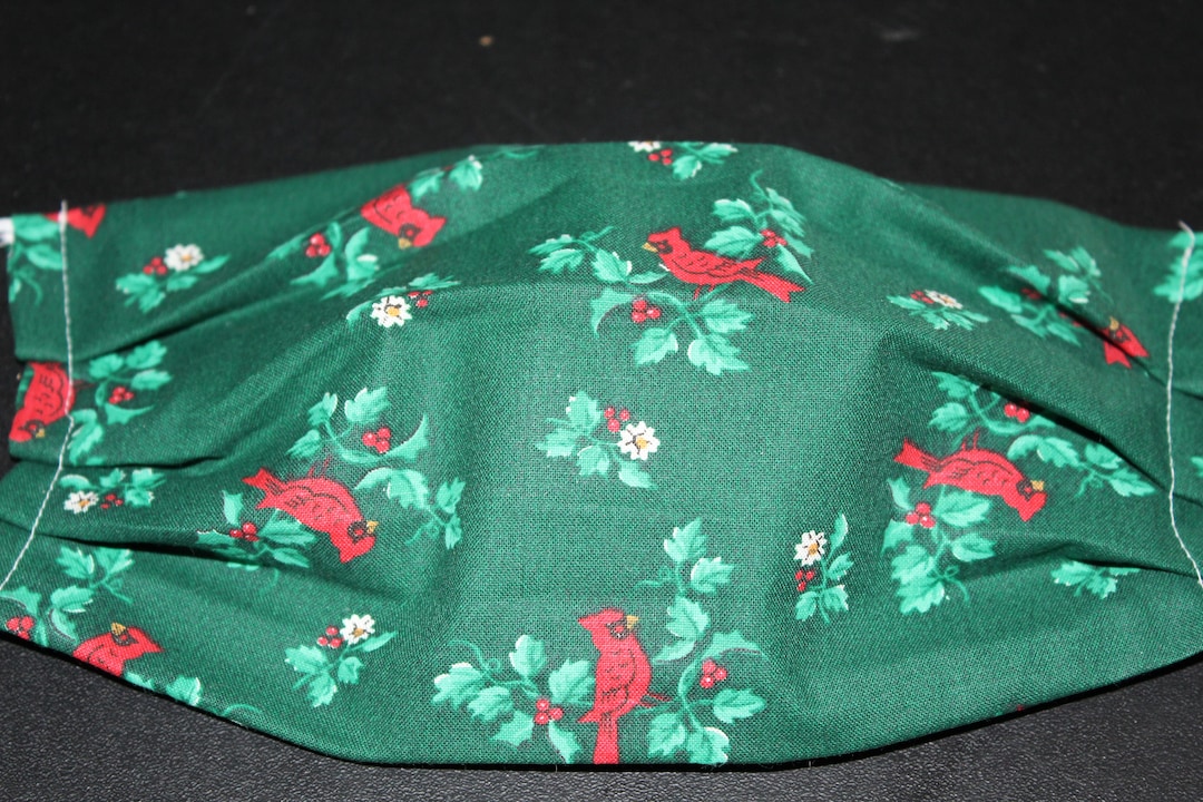 Cardinal Face Mask Cotton Material Fabric Adult Size Holiday Handmade ...